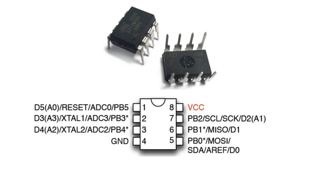 ATTINY85-20PU DIP-8 IC MCU - Overview and Pinout